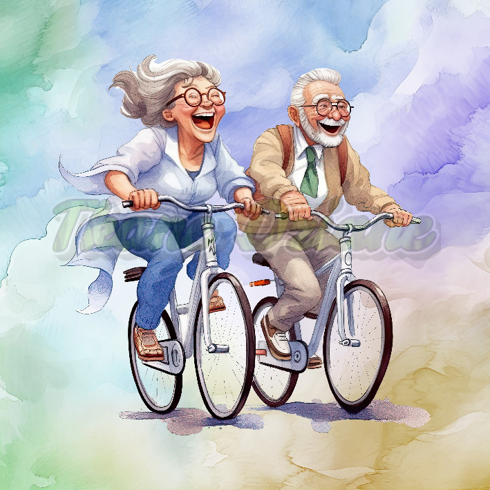 TkaneDziane.pl > PANEL DRUKOWANY WESOŁA BABCIA I DZIADEK NA ROWERACH ...